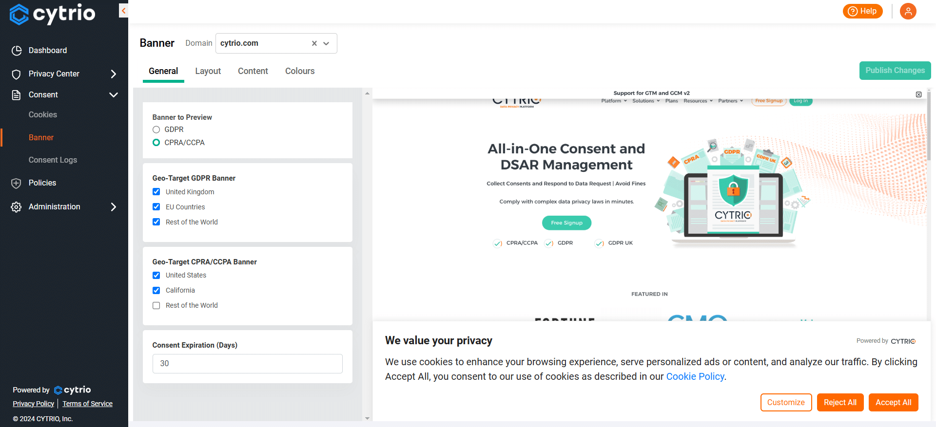 Automated Consent Manager - Collect Consents - Cytrio