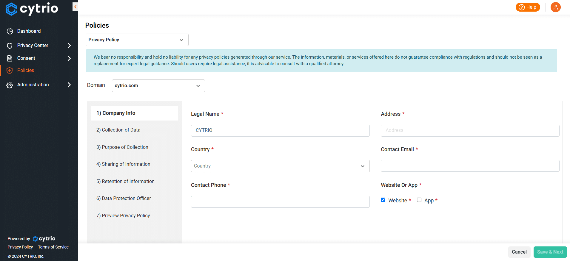 Policy Generator - Cytrio